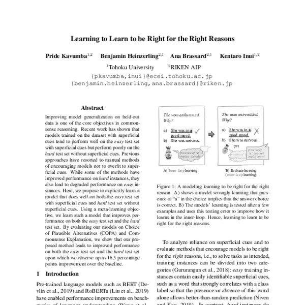 Learning to Learn to be Right for the Right Reasons - ACL Anthology