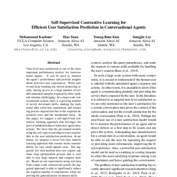 Self-Supervised Contrastive Learning for Efficient User Satisfaction Prediction in ...
