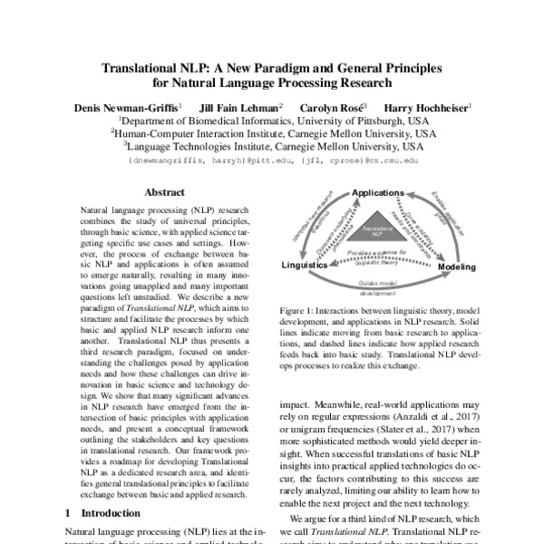Translational NLP: A New Paradigm and General Principles for Natural Language Processing ...