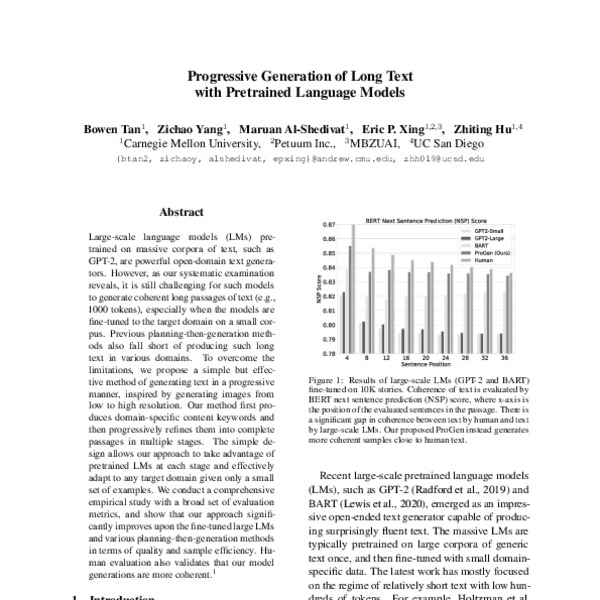 Progressive Generation of Long Text with Pretrained Language Models ...
