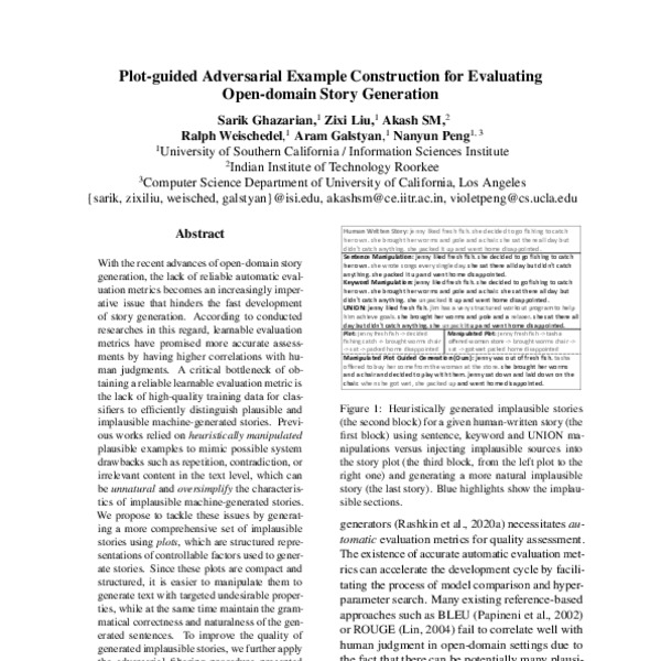 Plot-guided Adversarial Example Construction for Evaluating Open-domain ...