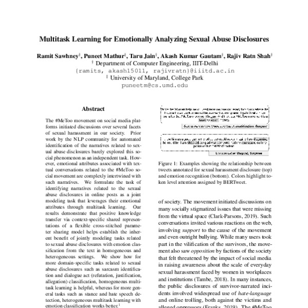Multitask Learning for Emotionally Analyzing Sexual Abuse Disclosures - ACL Anthology
