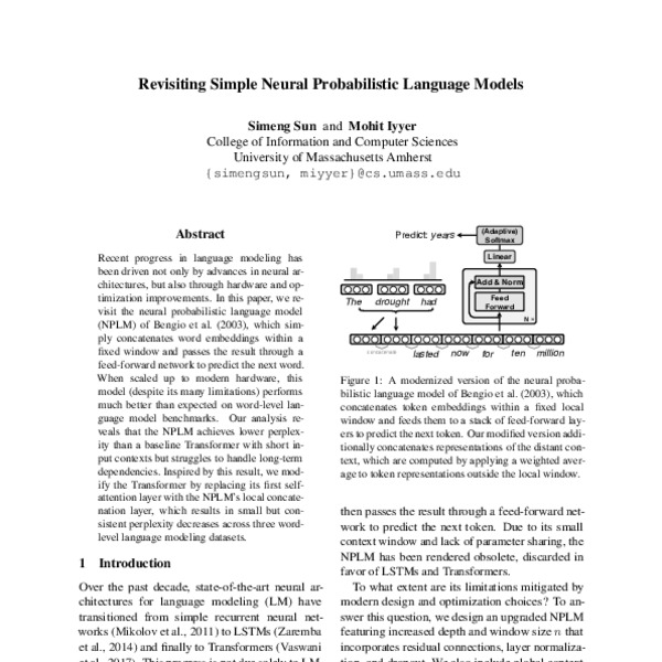 Revisiting Simple Neural Probabilistic Language Models - ACL Anthology