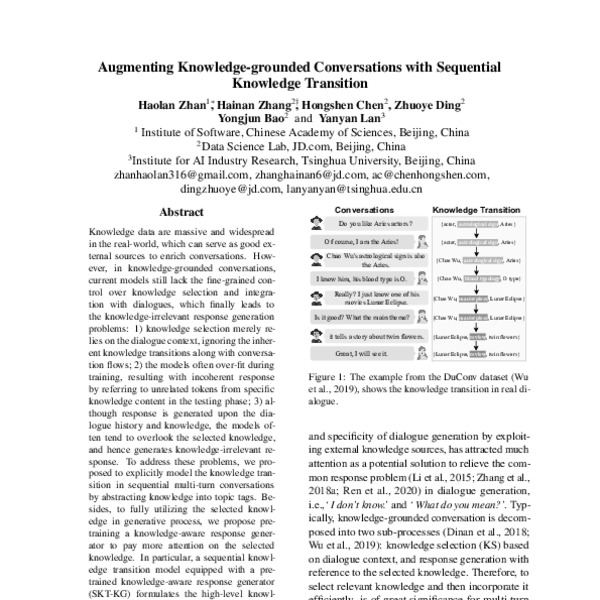 Augmenting Knowledge-grounded Conversations with Sequential Knowledge Transition - ACL Anthology