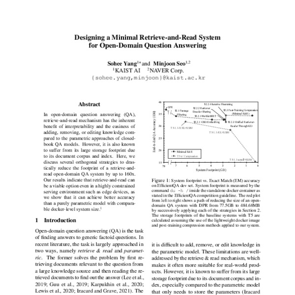 Designing A Minimal Retrieve And Read System For Open Domain Question