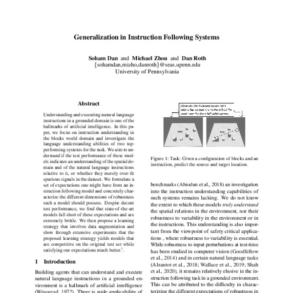 Generalization in Instruction Following Systems - ACL Anthology