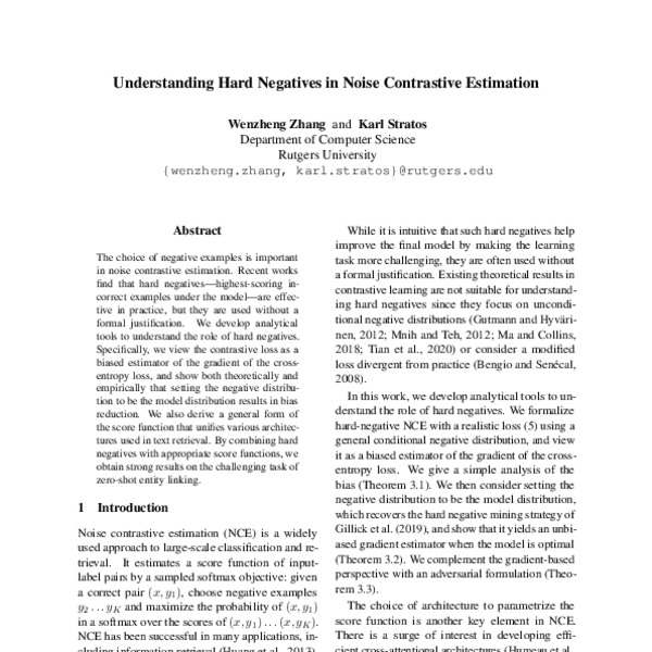 Understanding Hard Negatives in Noise Contrastive Estimation - ACL ...