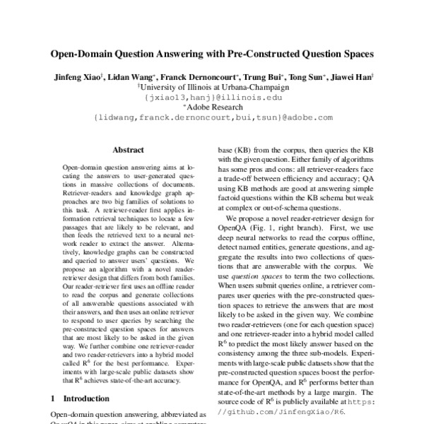 Open-Domain Question Answering with Pre-Constructed Question Spaces ...