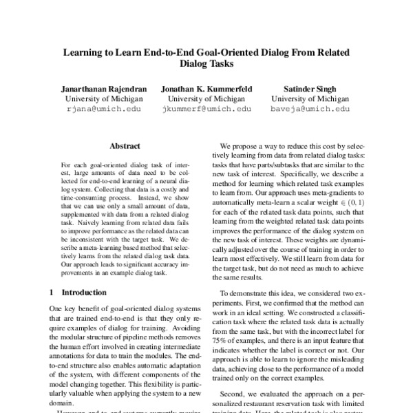 Learning to Learn End-to-End Goal-Oriented Dialog From Related Dialog Tasks - ACL Anthology