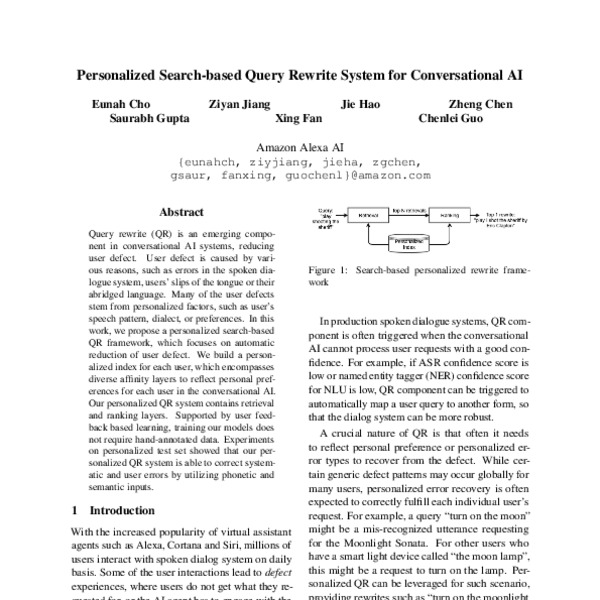 Personalized Search-based Query Rewrite System for Conversational AI - ACL Anthology