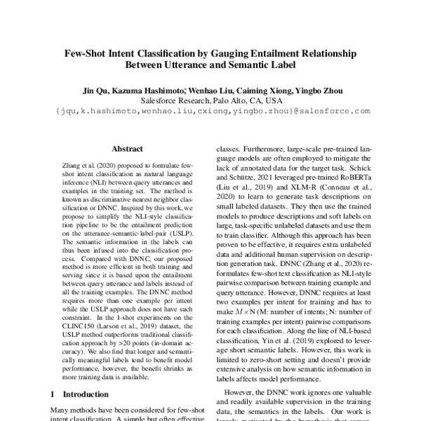Few-Shot Intent Classification by Gauging Entailment Relationship ...
