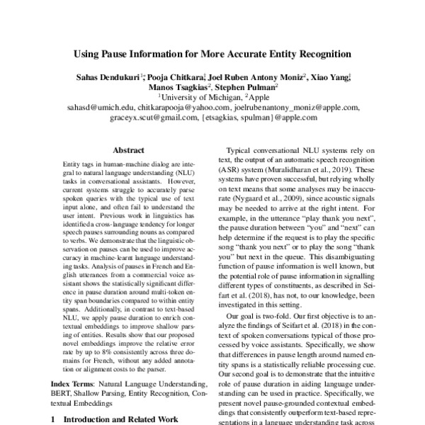Using Pause Information for More Accurate Entity Recognition - ACL ...