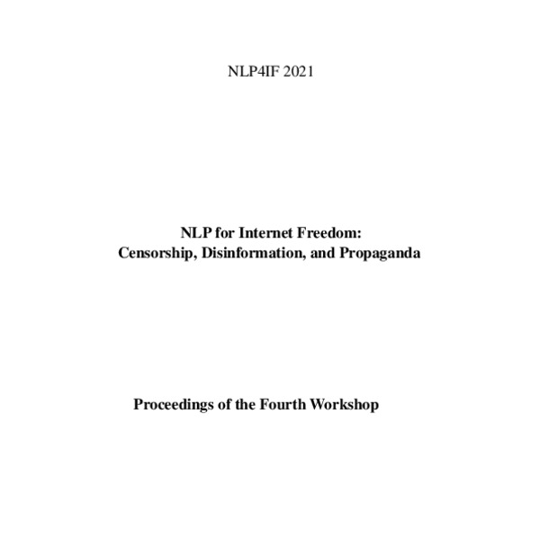 Proceedings of the Fourth Workshop on NLP for Internet Freedom ...