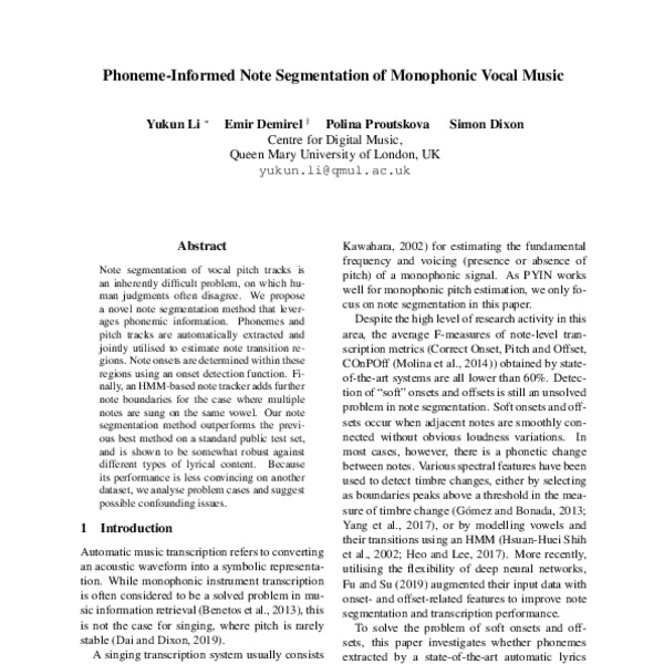 Phoneme-Informed Note Segmentation of Monophonic Vocal Music - ACL ...
