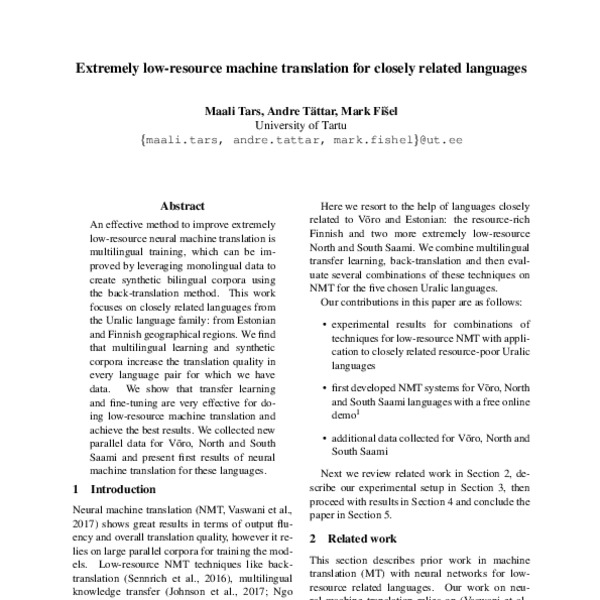Extremely low-resource machine translation for closely related languages - ACL Anthology