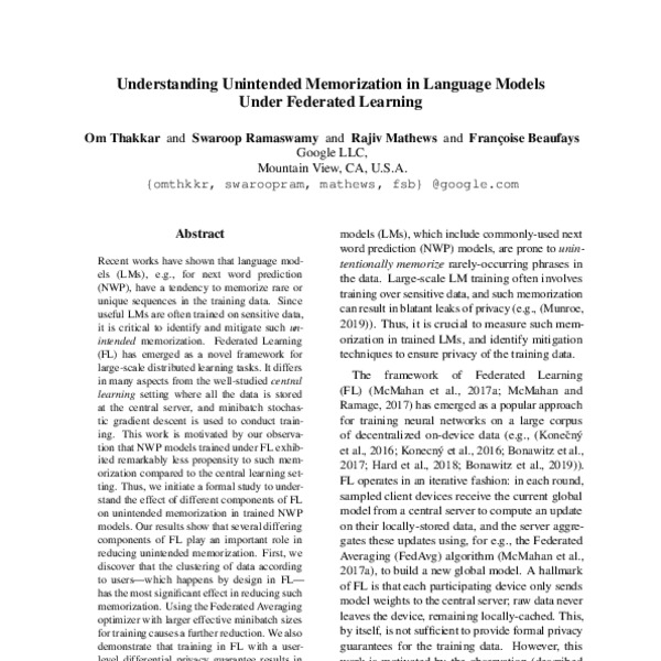 Understanding Unintended Memorization In Language Models Under Federated Learning Acl Anthology