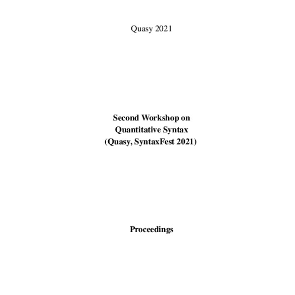 Proceedings of the Second Workshop on Quantitative Syntax (Quasy ...