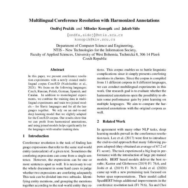 Multilingual Coreference Resolution with Harmonized Annotations - ACL Anthology