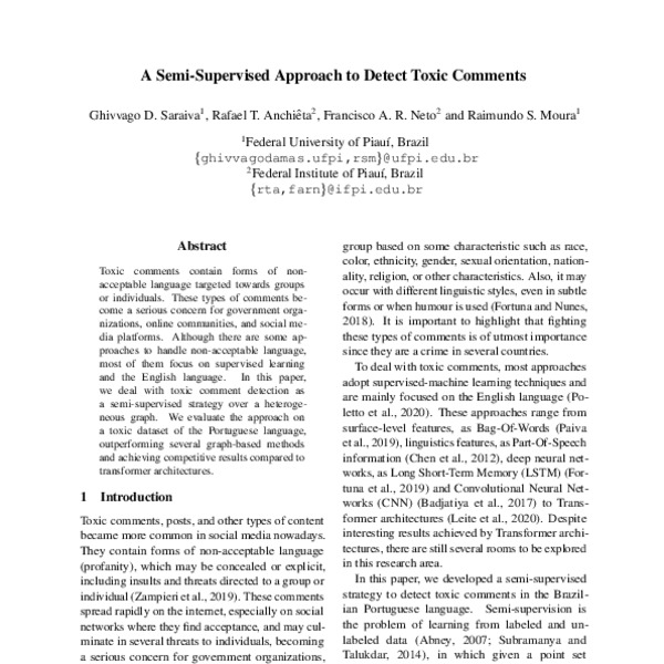A Semi-Supervised Approach to Detect Toxic Comments - ACL Anthology