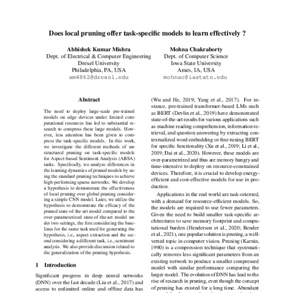 Does local pruning offer task-specific models to learn effectively ? - ACL Anthology