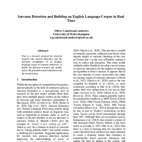 Sarcasm Detection and Building an English Language Corpus in Real Time ...