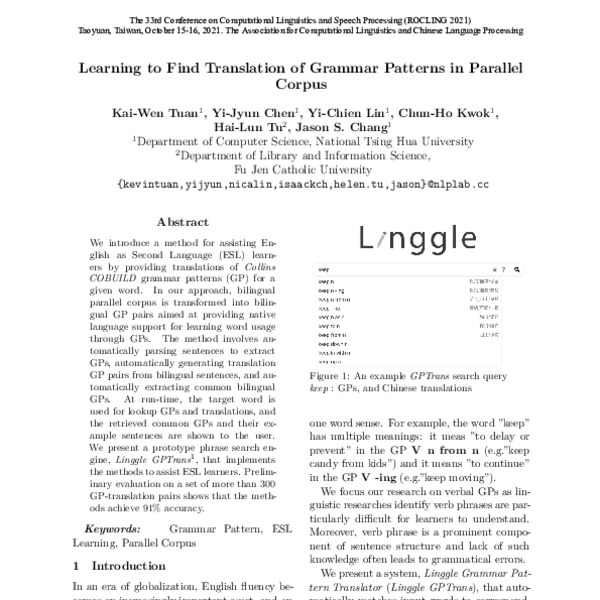 Learning to Find Translation of Grammar Patterns in Parallel Corpus ...