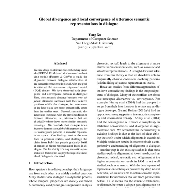 Global divergence and local convergence of utterance semantic ...
