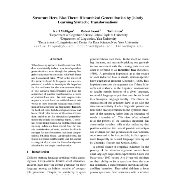 Structure Here, Bias There: Hierarchical Generalization by Jointly Learning Syntactic ...