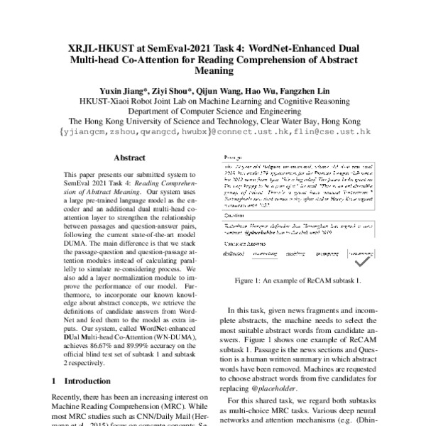 XRJL-HKUST at SemEval-2021 Task 4: WordNet-Enhanced Dual Multi-head Co-Attention for Reading ...