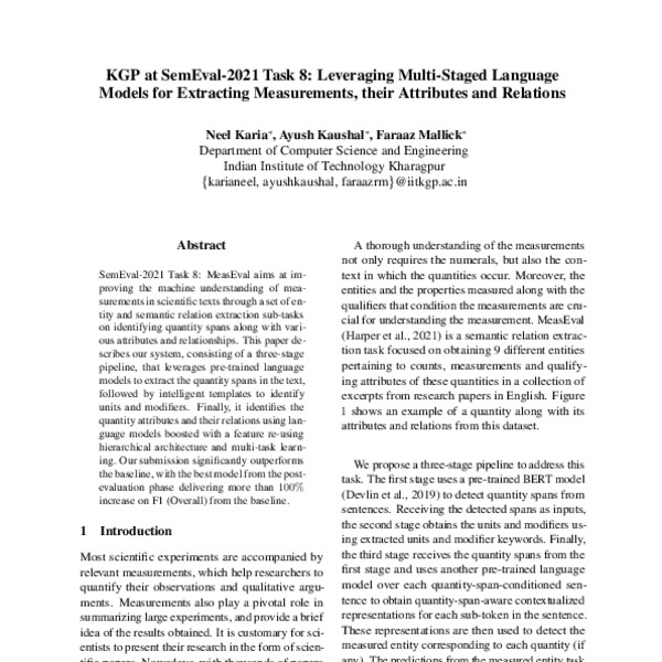 Kgp At Semeval 2021 Task 8 Leveraging Multi Staged Language Models For Extracting Measurements