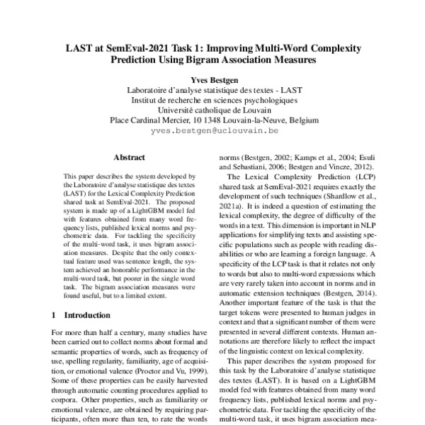 LAST at SemEval-2021 Task 1: Improving Multi-Word Complexity Prediction Using Bigram Association ...