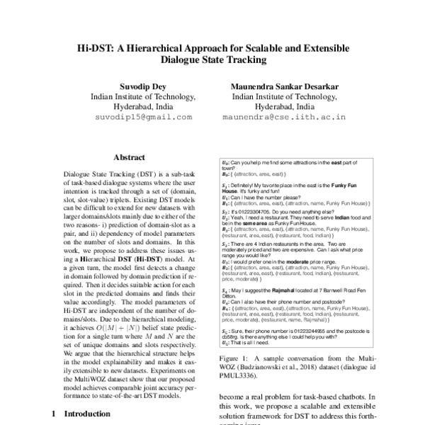 Hi-DST: A Hierarchical Approach for Scalable and Extensible Dialogue State Tracking - ACL Anthology