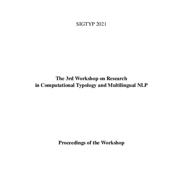 Proceedings of the Third Workshop on Computational Typology and ...