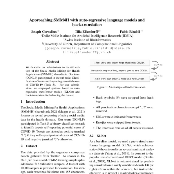 Approaching SMM4H with auto-regressive language models and back ...