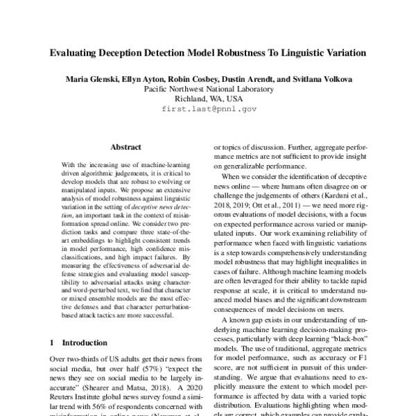 Evaluating Deception Detection Model Robustness To Linguistic Variation