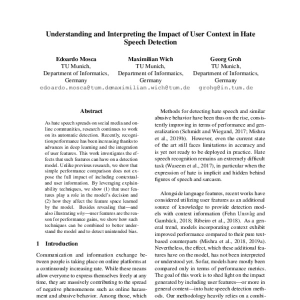 Understanding and Interpreting the Impact of User Context in Hate Speech Detection - ACL Anthology