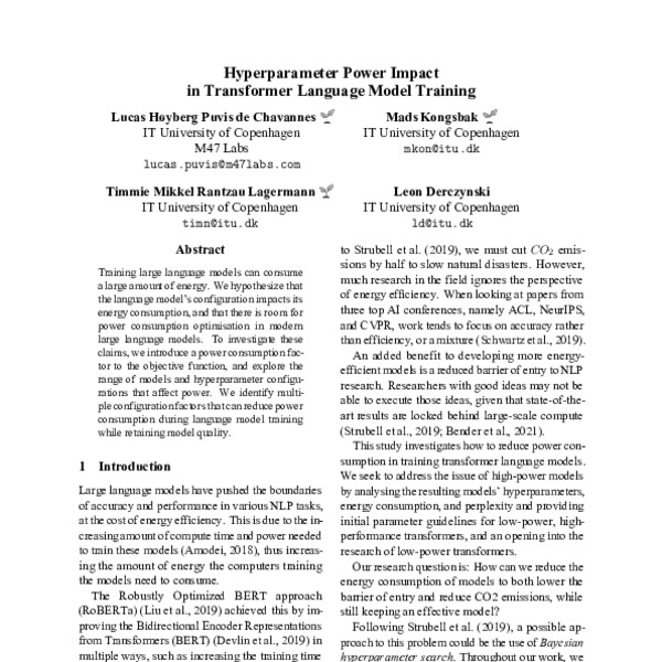 Hyperparameter Power Impact in Transformer Language Model Training - ACL Anthology