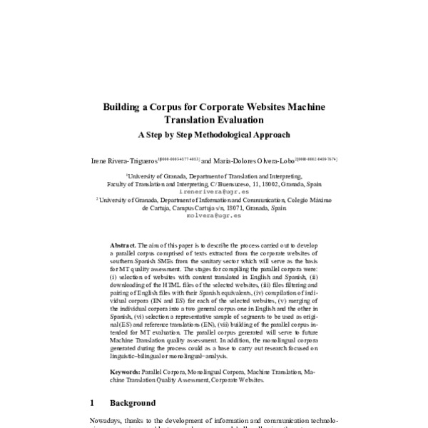 Building a Corpus for Corporate Websites Machine Translation Evaluation ...