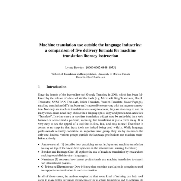 Machine Translation Literacy Instruction for Non-Translators: A ...