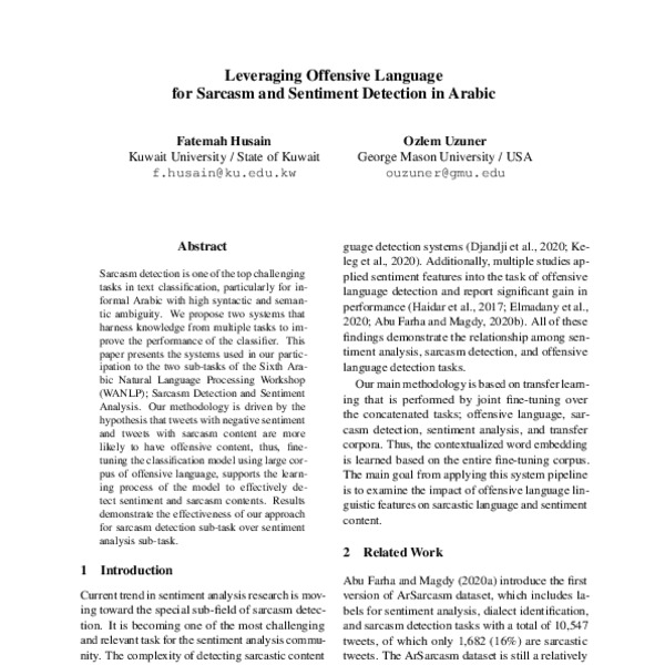 Leveraging Offensive Language for Sarcasm and Sentiment Detection in ...