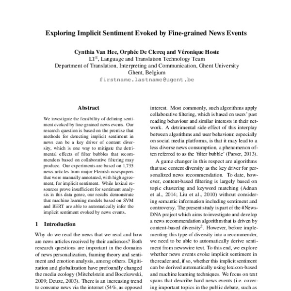 Exploring Implicit Sentiment Evoked by Fine-grained News Events - ACL Anthology