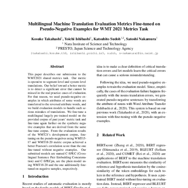 Multilingual Machine Translation Evaluation Metrics Fine-tuned on Pseudo-Negative Examples for ...