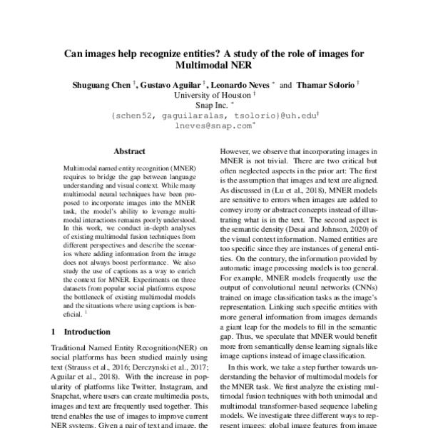 Can images help recognize entities? A study of the role of images for ...
