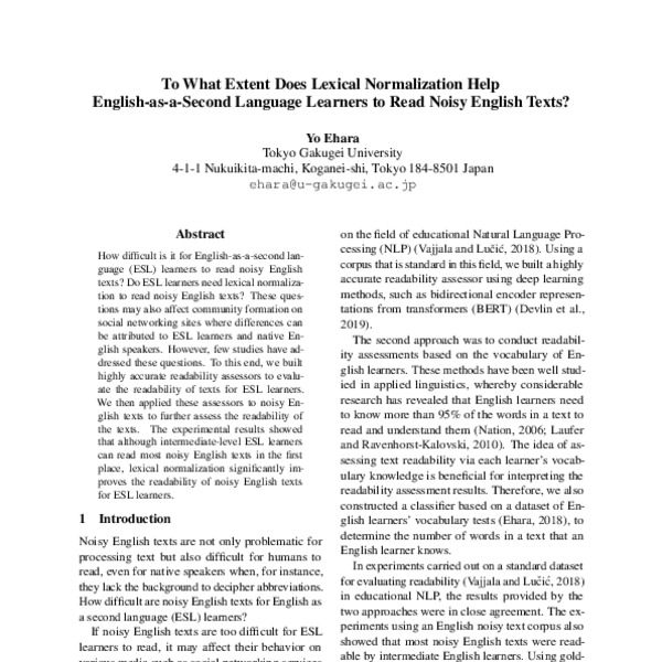 To What Extent Does Lexical Normalization Help English-as-a-Second ...