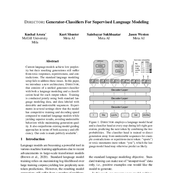 Director Generator Classifiers For Supervised Language Modeling Acl Anthology