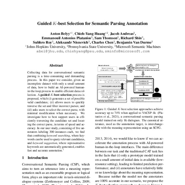 Guided K Best Selection For Semantic Parsing Annotation Acl Anthology