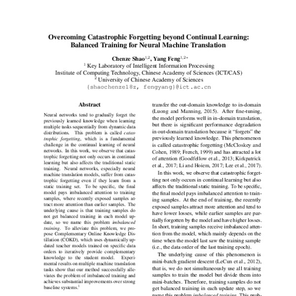 Overcoming Catastrophic Forgetting beyond Continual Learning: Balanced ...