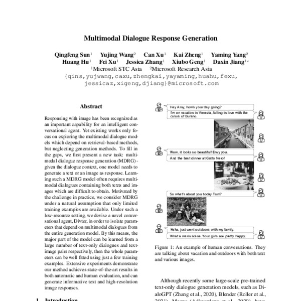 Multimodal Dialogue Response Generation - ACL Anthology