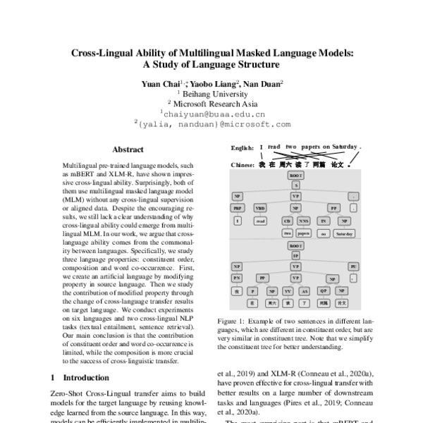 Cross-Lingual Ability of Multilingual Masked Language Models: A Study ...