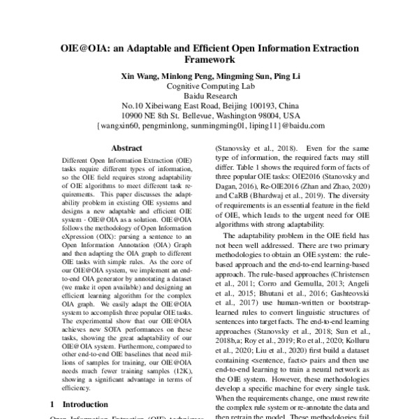 OIE@OIA: an Adaptable and Efficient Open Information Extraction ...